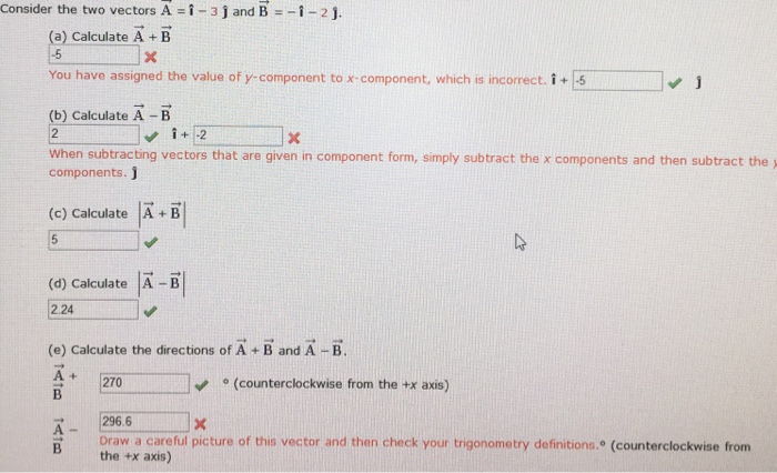 Solved Consider the two vectors A^rightarrow = I - 3 j and | Chegg.com