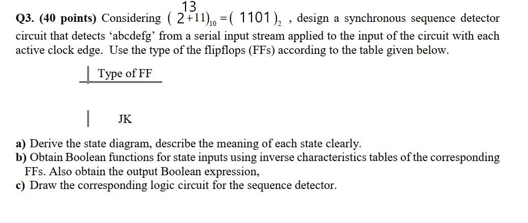 Solved 13 Q3. (40 points) Considering ( 2 +11), = ( 1101)2 , | Chegg.com
