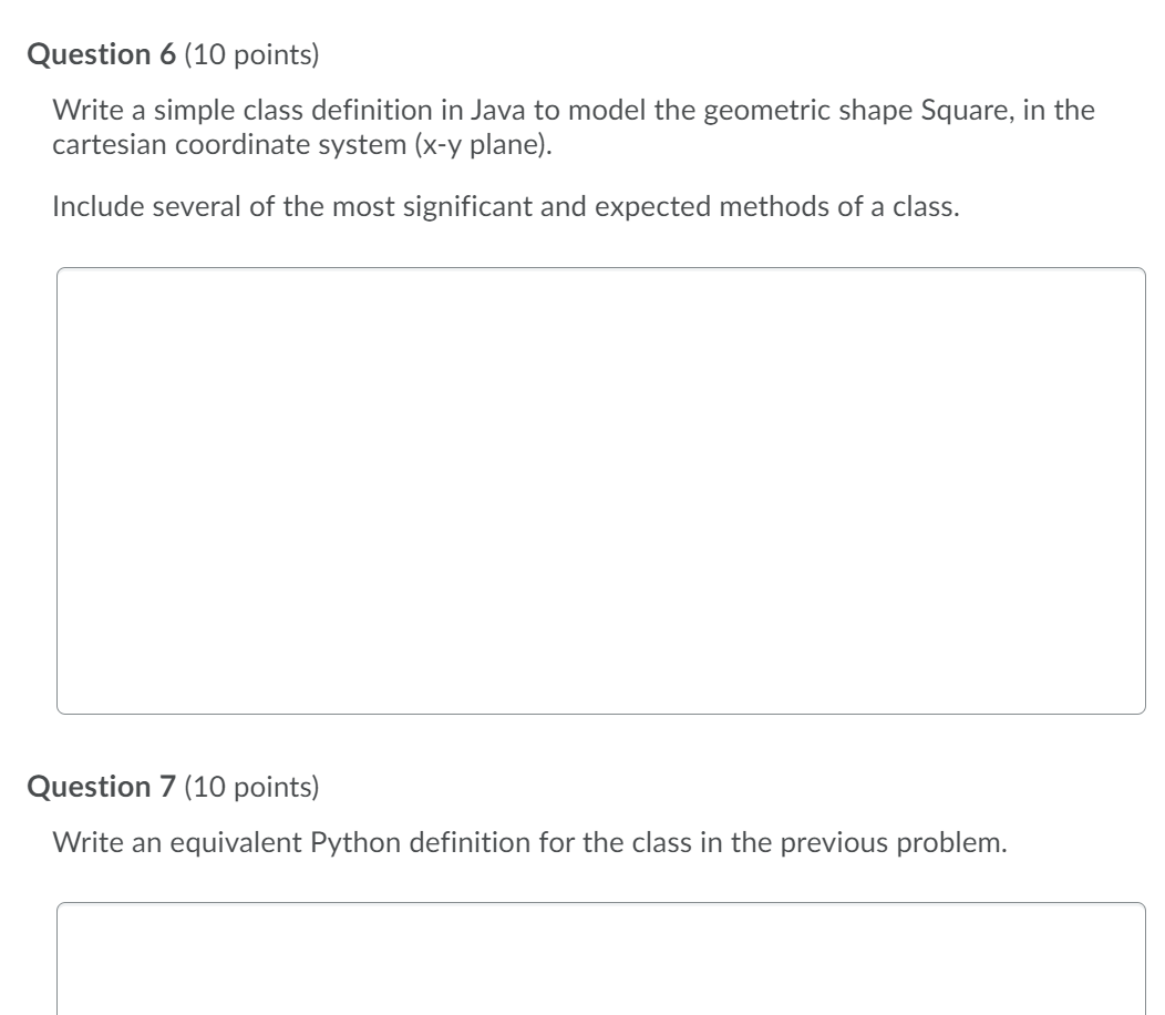Solved Question 6 (10 points) Write a simple class | Chegg.com