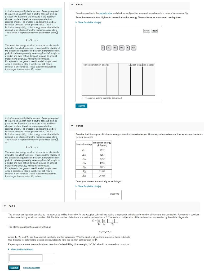 Solved - Part c The electron conflguresion cen also be | Chegg.com