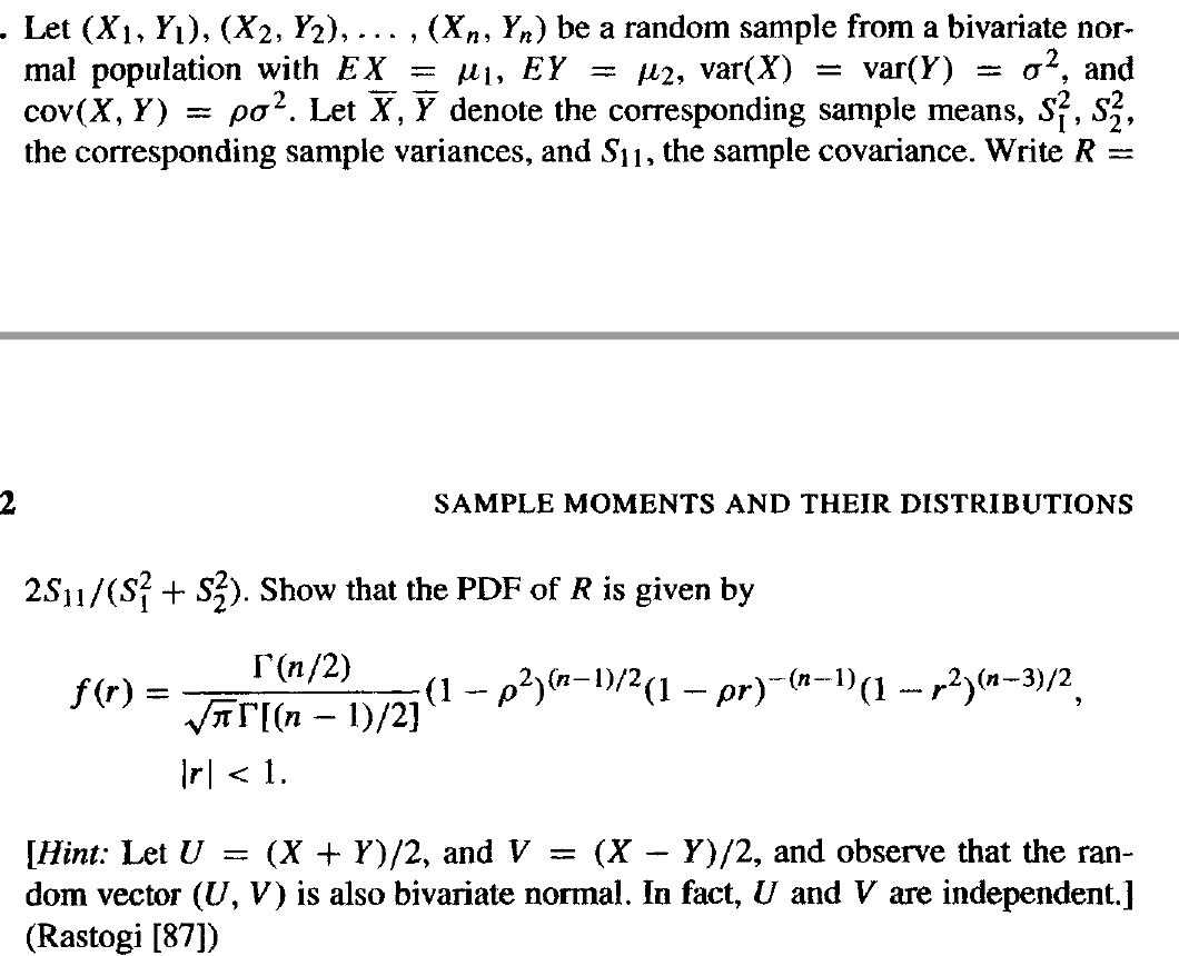 Solved Let (X1,Y1),(X2,Y2),…,(Xn,Yn) be a random sample from | Chegg.com