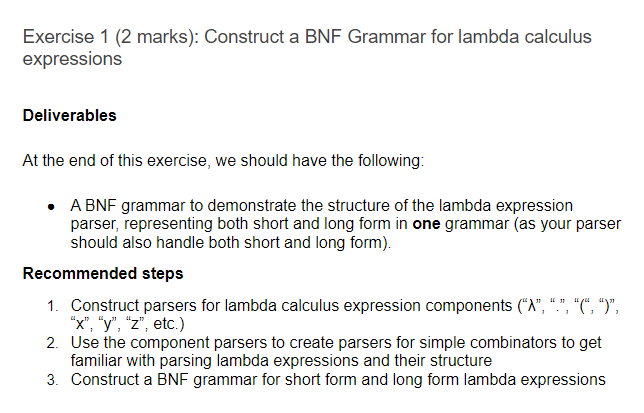 Exercise 1 - I Parses a string representing a | Chegg.com