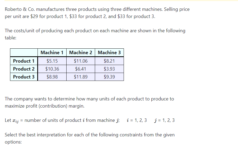 Solved Roberto & Co. manufactures three products using three | Chegg.com