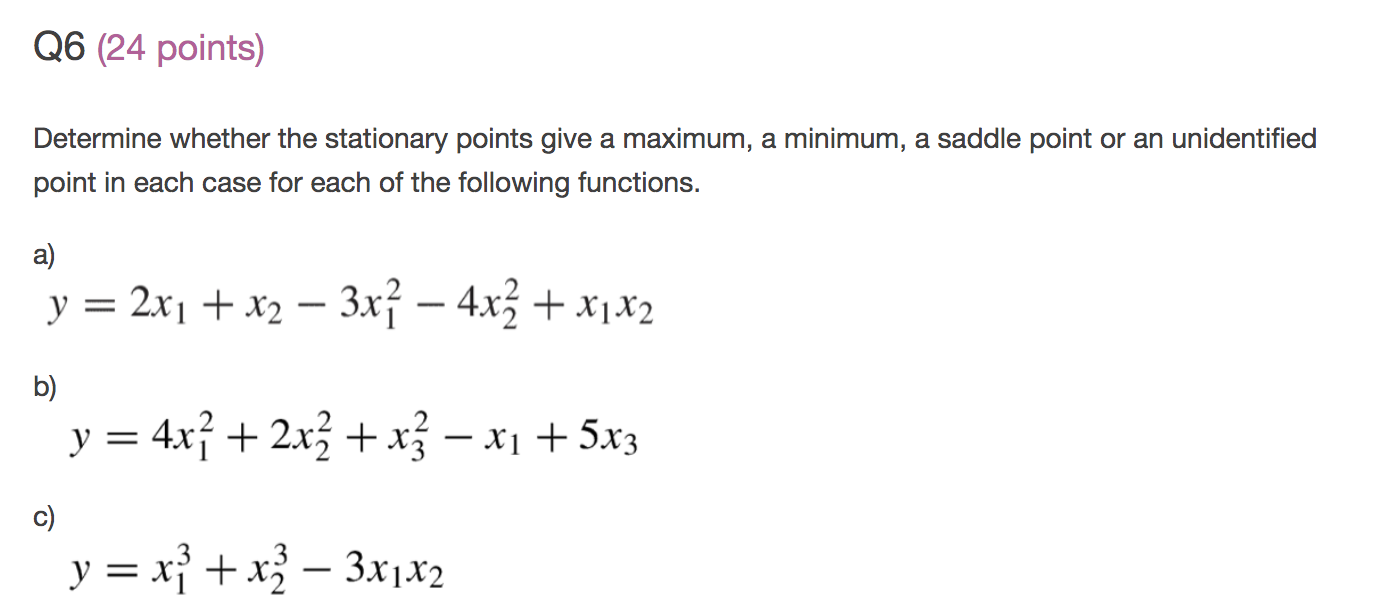 Solved Q6 (24 points) Determine whether the stationary | Chegg.com