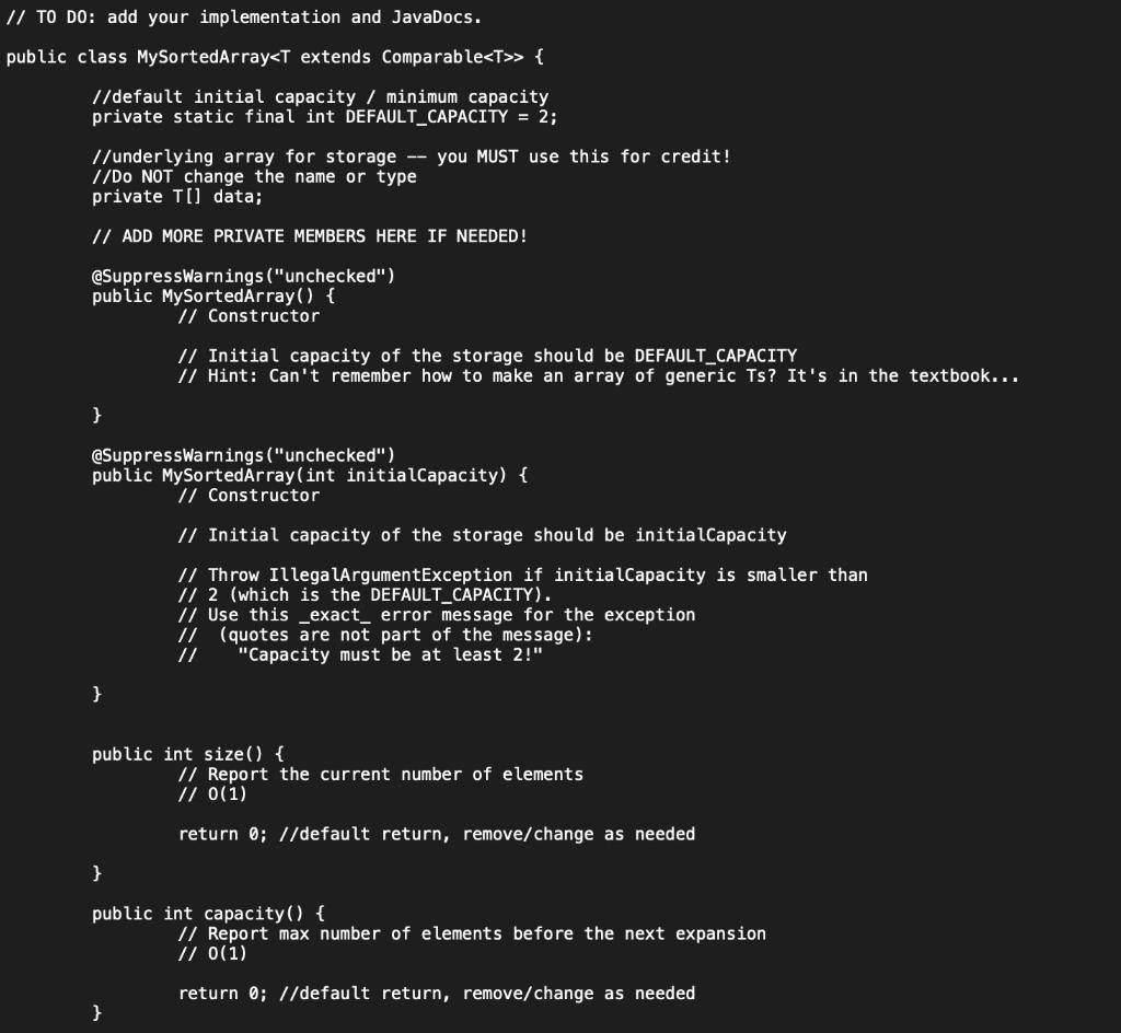 Solved Please assist with the following methods: size(), | Chegg.com