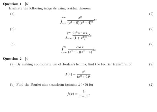 Solved Question 1 [6] Evaluate the following integrals using | Chegg.com