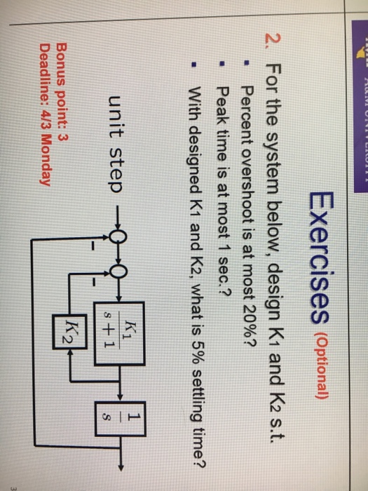 Solved For the system below, design K_1 and K_2 s.t. | Chegg.com