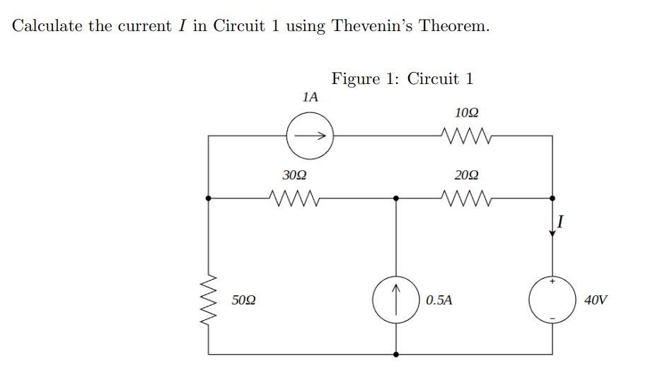 Solved Calculate the current I in Circuit 1 using Thevenin's | Chegg.com
