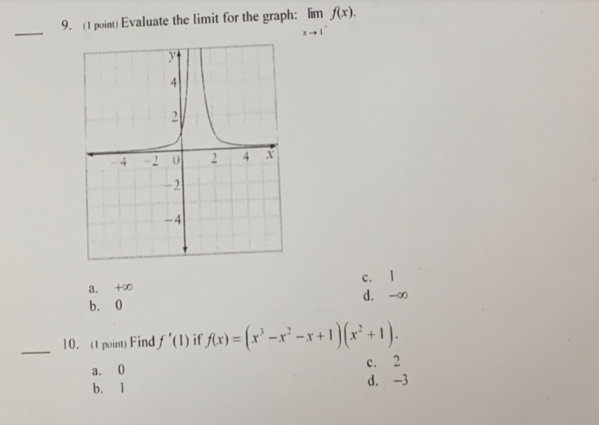 Solved - 9. (I point) Evaluate the limit for the graph: lim | Chegg.com