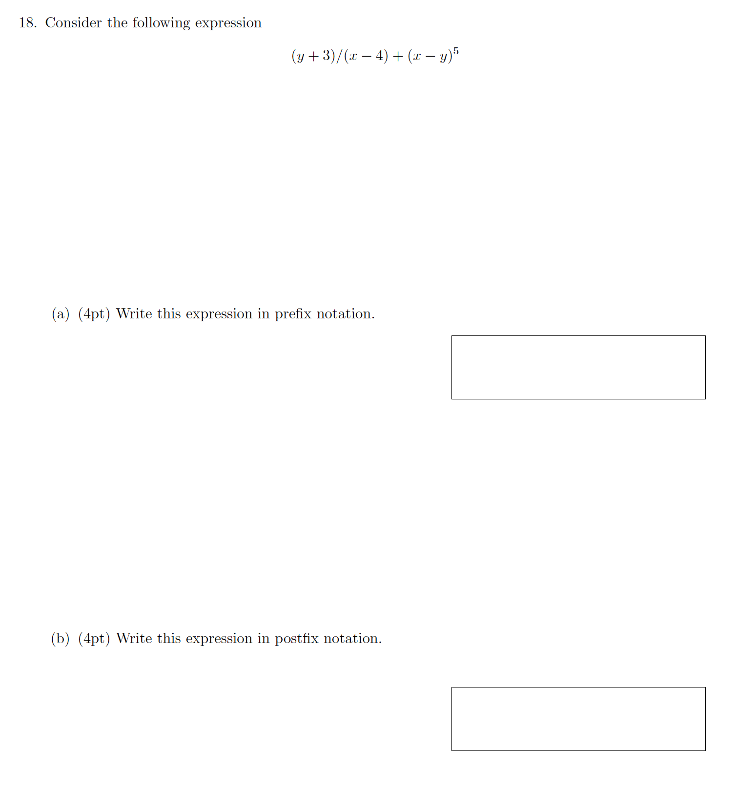 Solved 18. Consider the following expression | Chegg.com