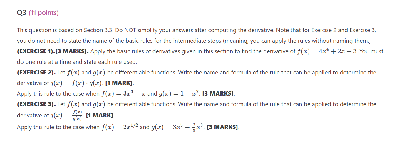Solved Q3 (11 points) This question is based on Section 3.3. | Chegg.com