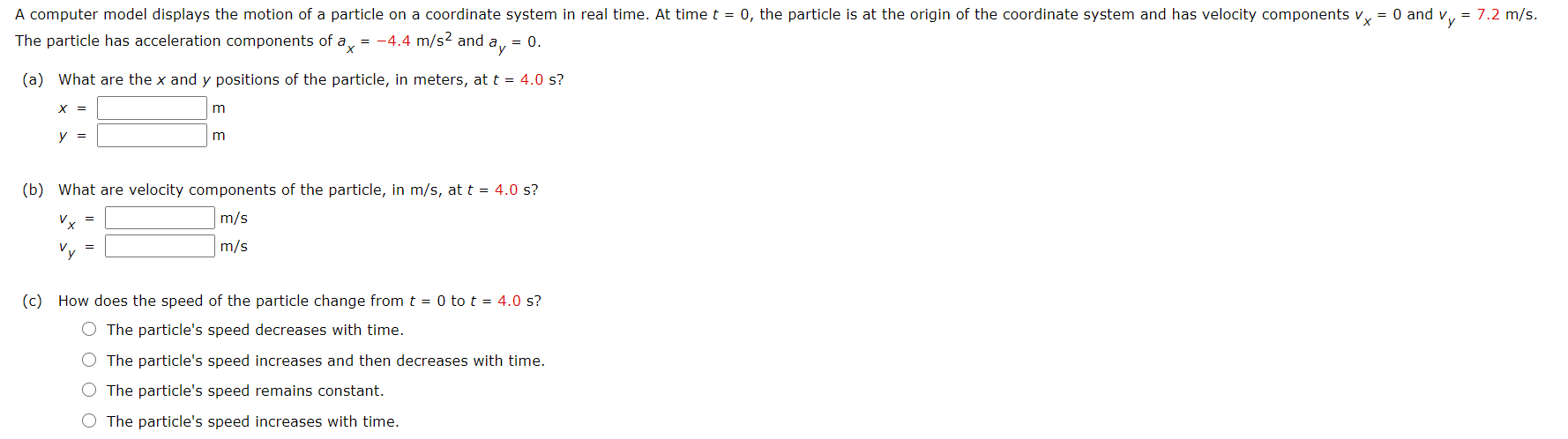 Solved A computer model displays the motion of a particle on | Chegg.com