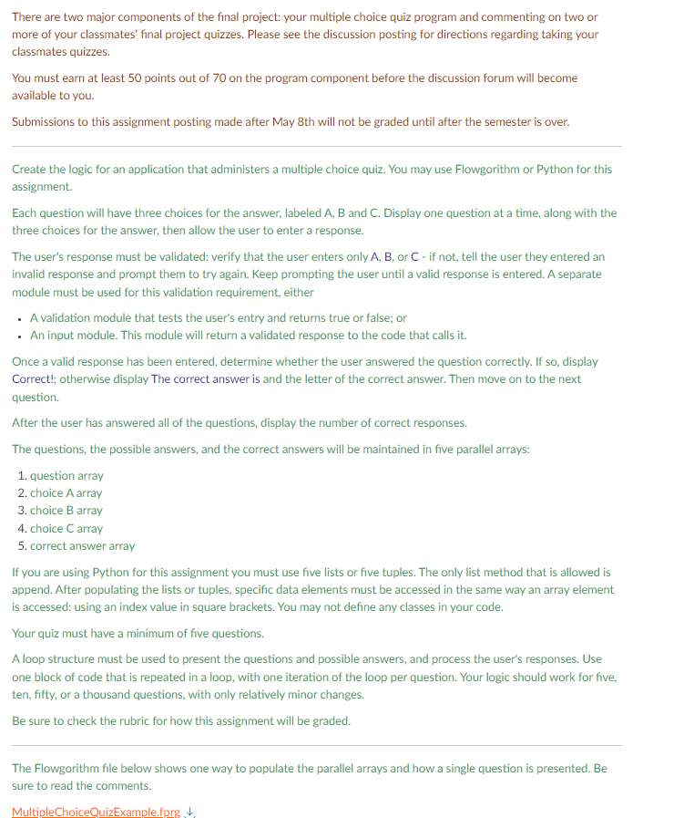 Solved There are two major components of the final project: | Chegg.com