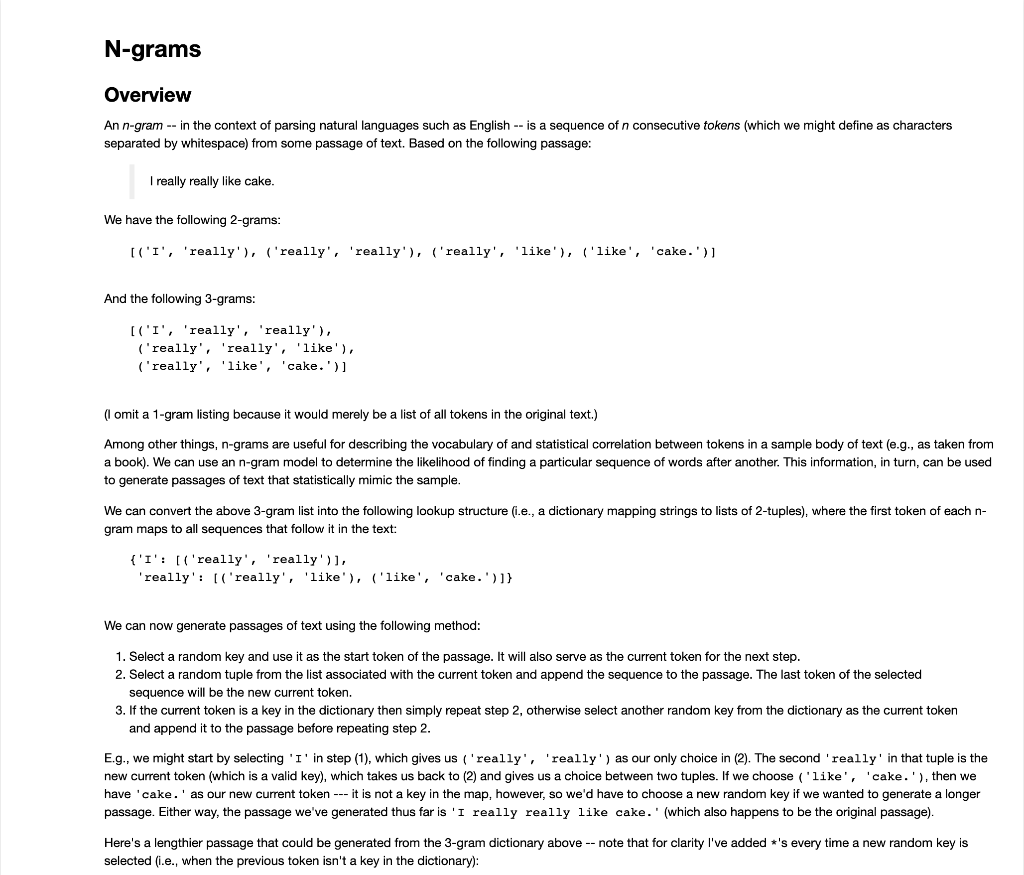 Solved N-grams Overview An n-gram in the context of parsing | Chegg.com
