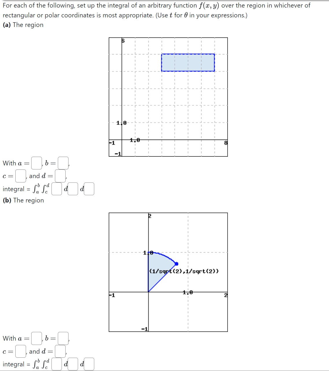 Solved For each of the following, set up the integral of an | Chegg.com