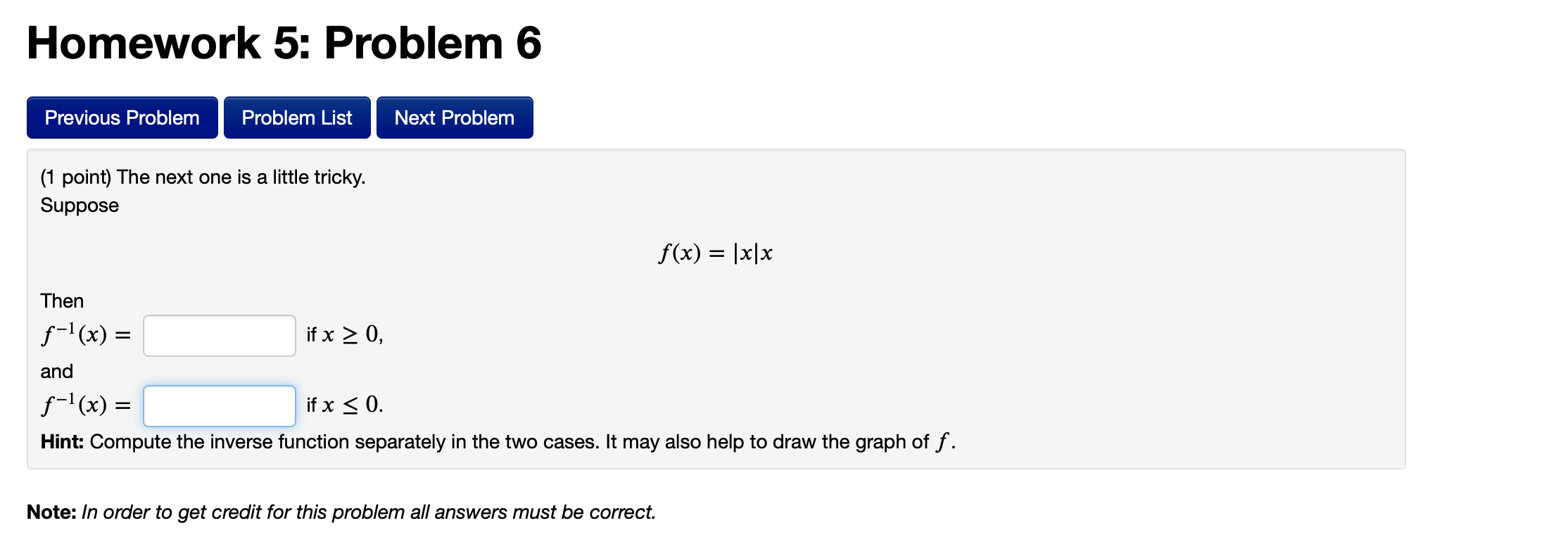 Solved Homework 5 Problem 6 Previous Problem Problem List