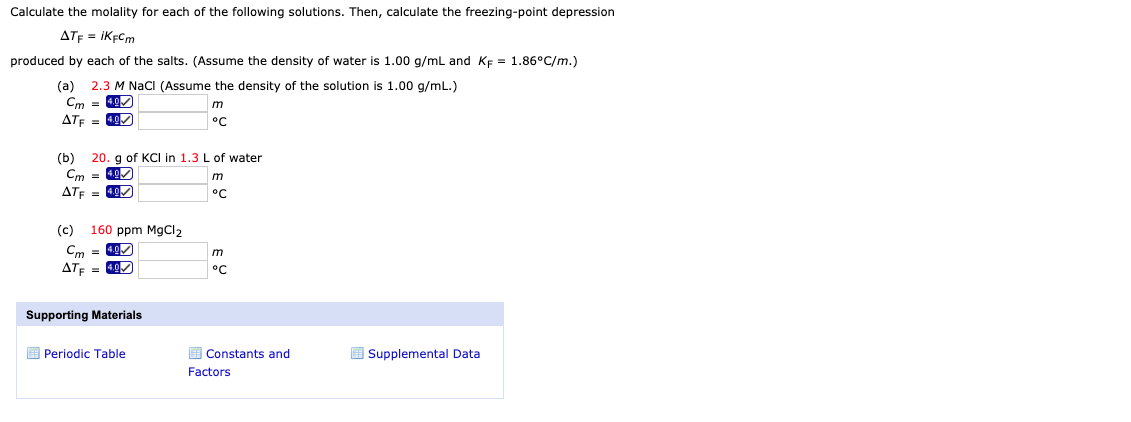 Solved Calculate the molality for each of the following | Chegg.com