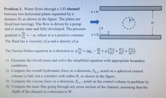 Solved Problem 3. Water flows through a 2-D channel between | Chegg.com