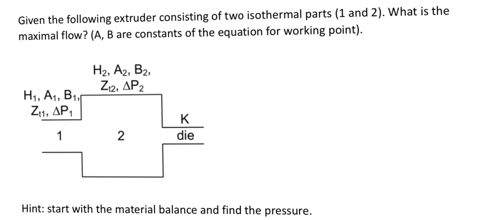 Solved Given the following extruder consisting of two | Chegg.com