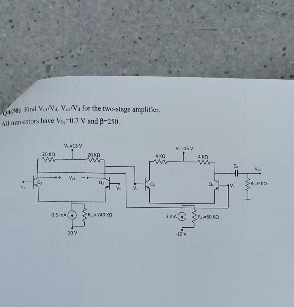 Solved Find VolVd,Vo2Vd ﻿for the two-stage amplifier.All | Chegg.com