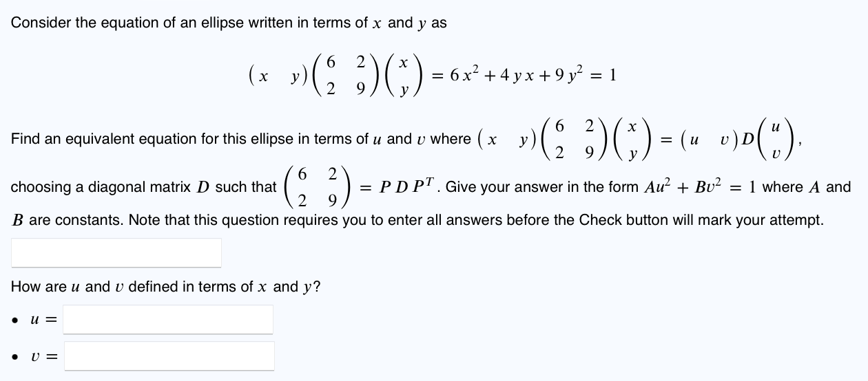 Solved Consider the equation of an ellipse written in terms | Chegg.com