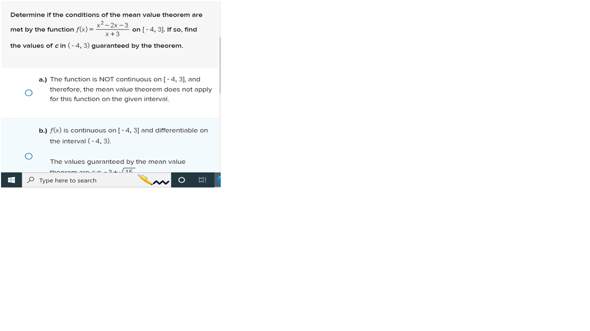 Solved Determine if the conditions of the mean value theorem | Chegg.com