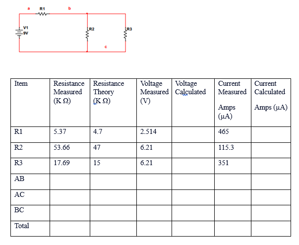 Solved Complete the table for the series parallel circuit | Chegg.com