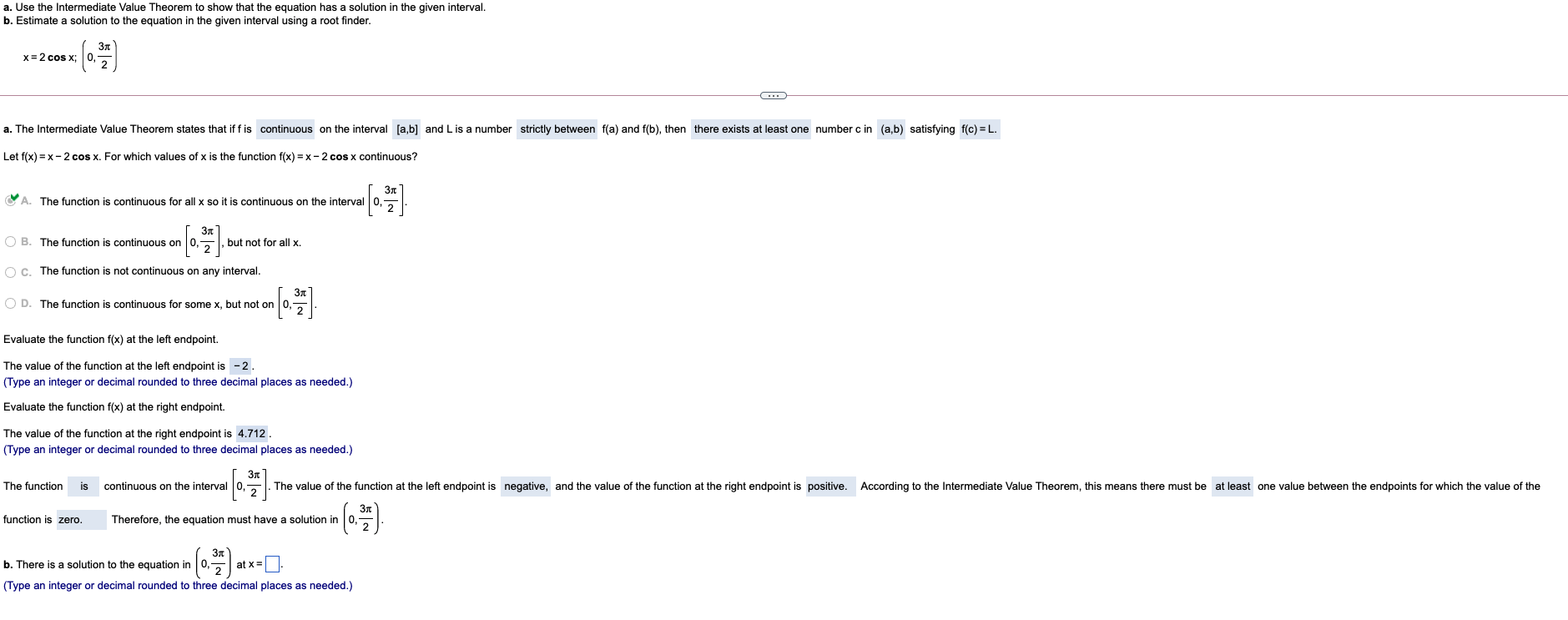 Solved a. Use the Intermediate Value Theorem to show that | Chegg.com