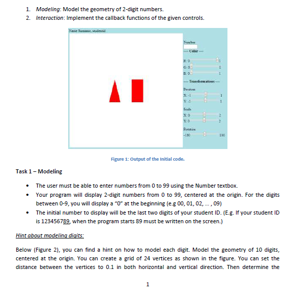 1. Modeling: Model the geometry of 2-digit numbers. | Chegg.com