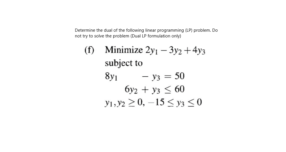 Solved Determine the dual of the following linear | Chegg.com