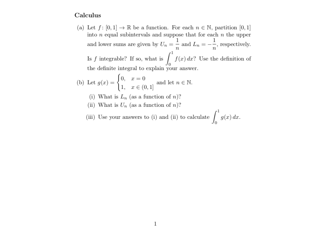 Solved Calculus (a) Let f:[0,1]→R be a function. For each | Chegg.com
