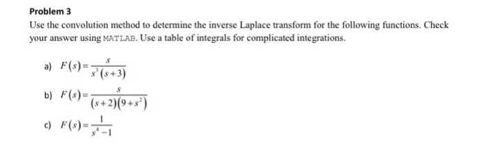 Solved Problem 3 Use the convolution method to determine the | Chegg.com
