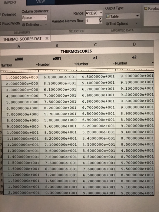 Solved IMPORT VIEW Output Type Replac Column delimiters | Chegg.com