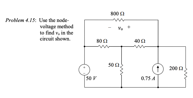 Solved Use the nodevoltage method to find v0 in the circuit | Chegg.com