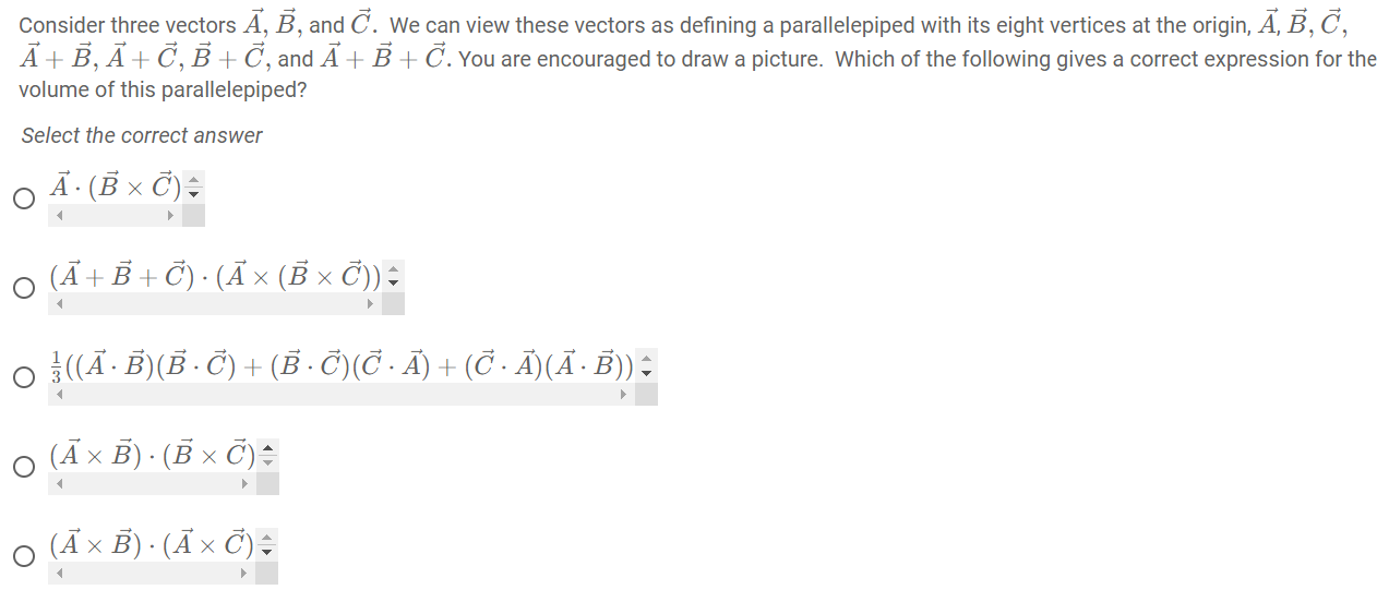 Solved Consider three vectors vec(A),vec(B), ﻿and vec(C). | Chegg.com