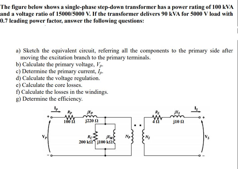 Solved The figure below shows a single-phase step-down | Chegg.com