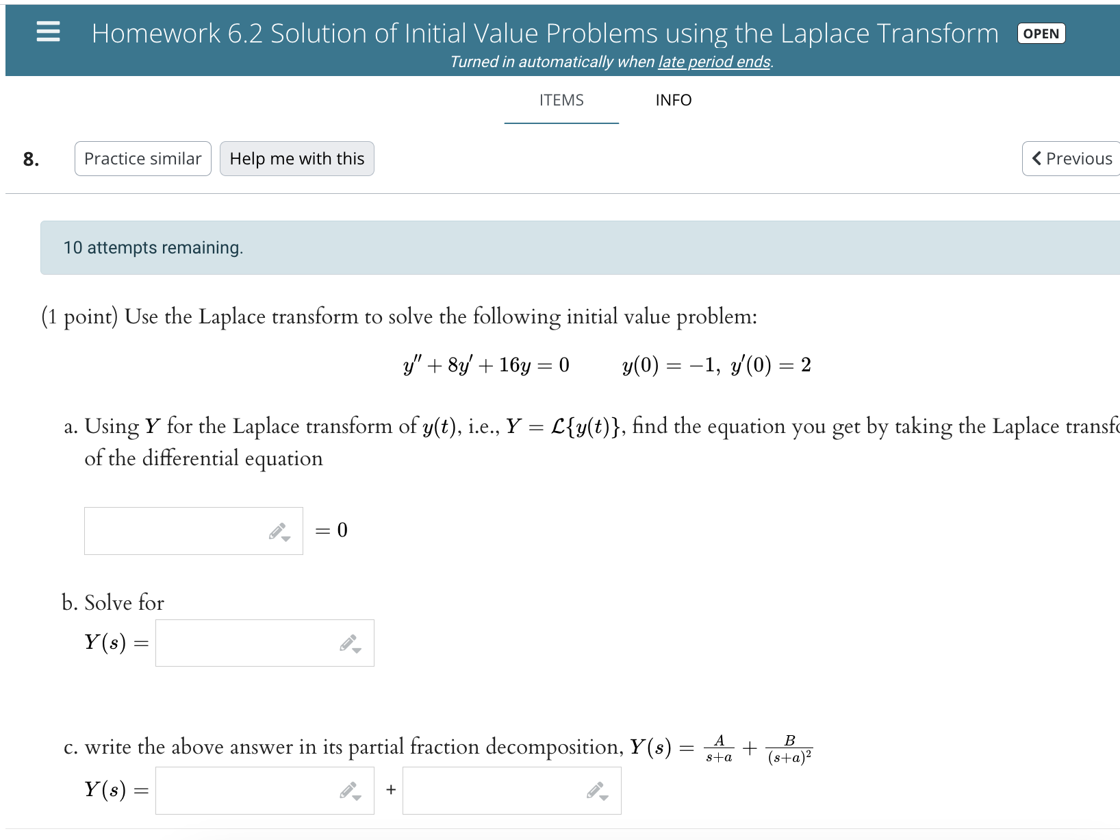 Solved Homework 6.2 Solution of Initial Value Problems using | Chegg.com