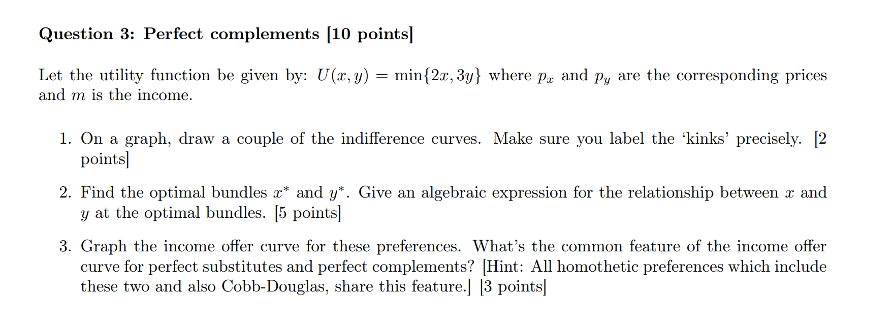 Solved Question 3: Perfect complements (10 points] Let the | Chegg.com