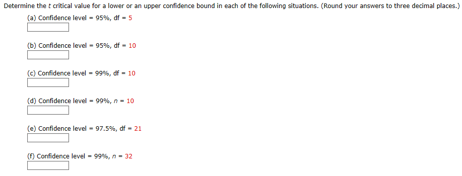 Solved Determine the t critical value for a lower or an | Chegg.com