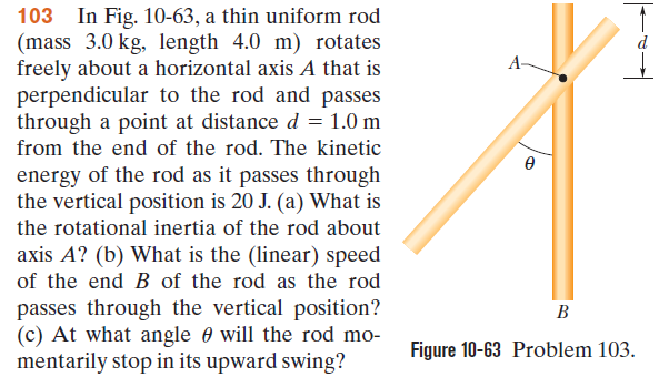 Solved 103 In Fig. 10-63, a thin uniform rod (mass 3.0 kg, | Chegg.com