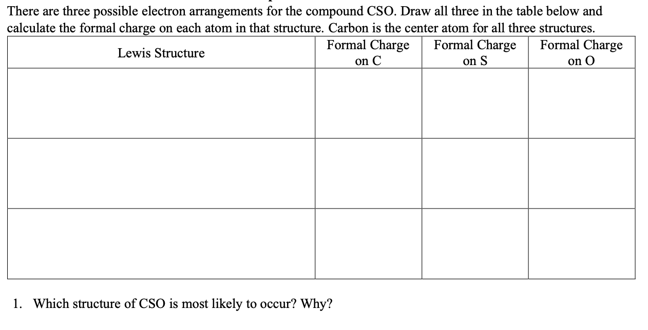 Solved There are three possible electron arrangements for | Chegg.com
