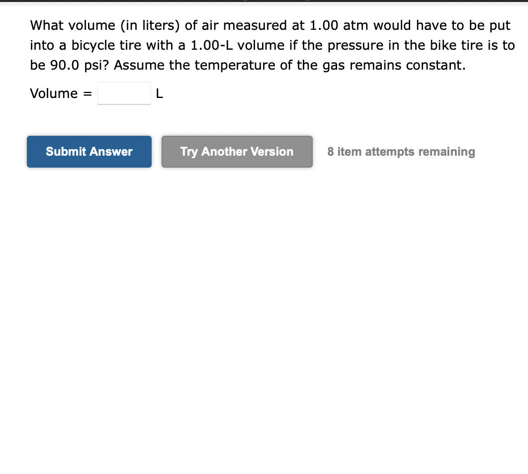 Solved What volume (in liters) of air measured at 1.00 atm | Chegg.com