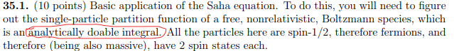 Solved 35.1. (10 points) Basic application of the Saha | Chegg.com