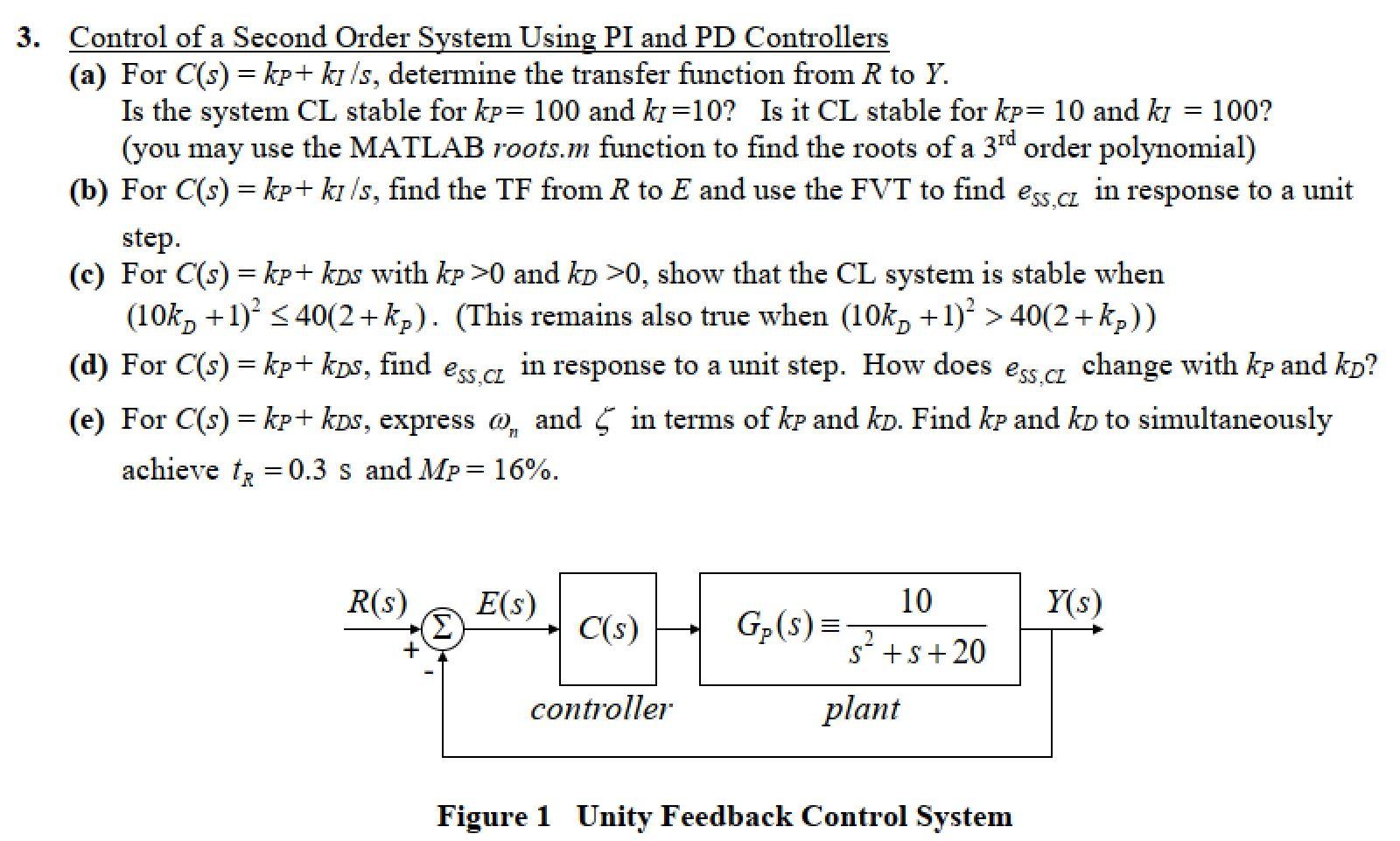 Solved For the system in Figure 1 where the plant transfer | Chegg.com