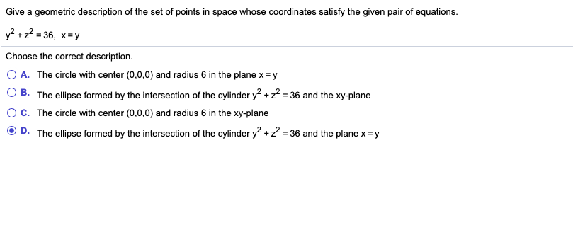 Solved Give a geometric description of the set of points in | Chegg.com