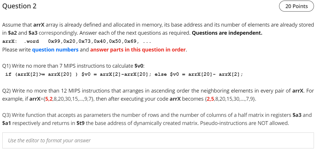 Solved Question 2 20 Points Assume that arrX array is | Chegg.com