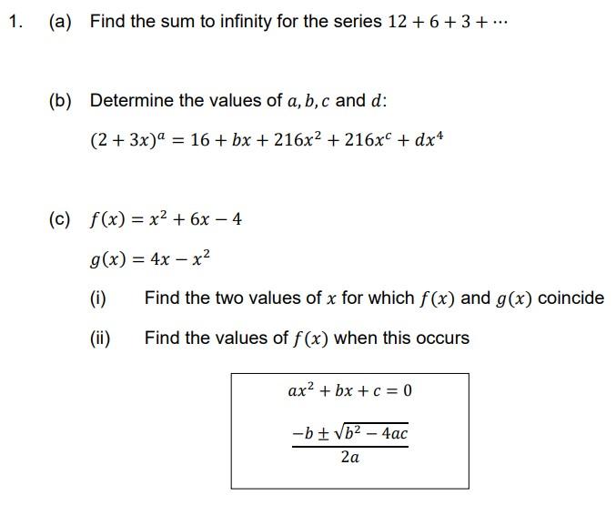 Solved 1. (a) Find the sum to infinity for the series 12 + 6 | Chegg.com