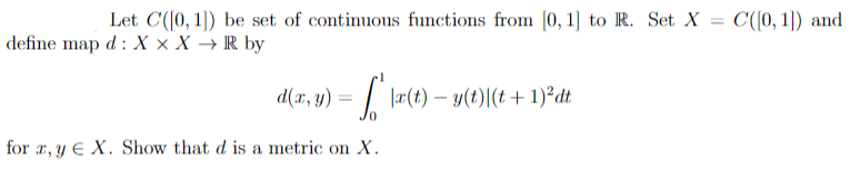 Solved Let C([0,1]) be set of continuous functions from | Chegg.com