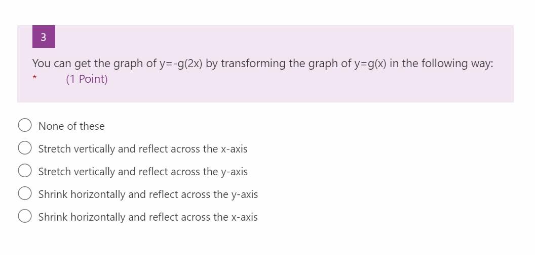 Solved You can get the graph of y=−g(2x) by transforming the | Chegg.com