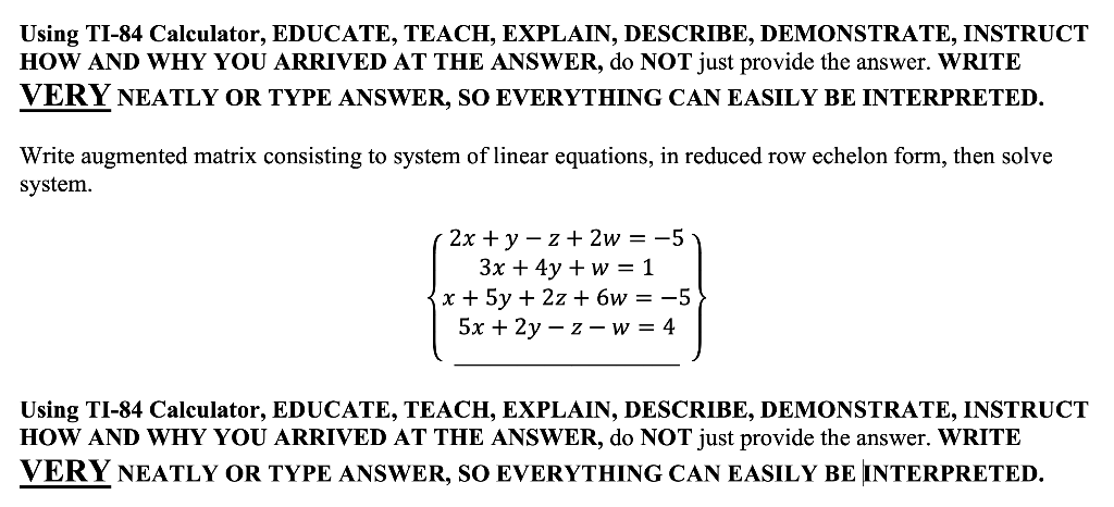 Solved Using TI-84 Calculator, EDUCATE, TEACH, | Chegg.com